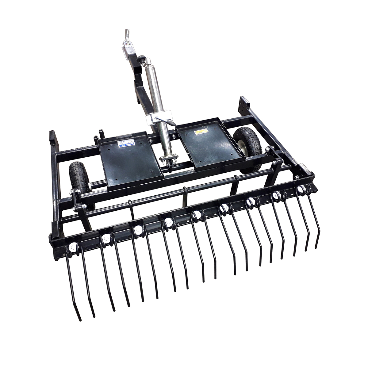Yard harrow for ATV with adjustable tow and wheels | Kellfri