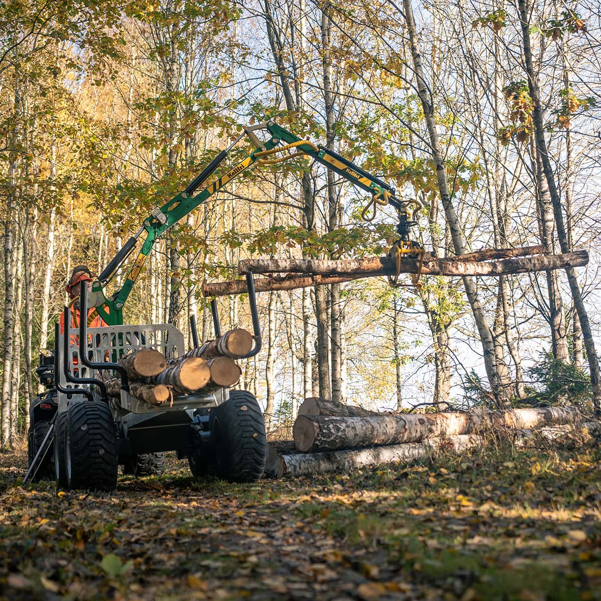 3-Tonne Forestry Trailer ATV | 4.2 m Crane | Articulated Steering | Kellfri